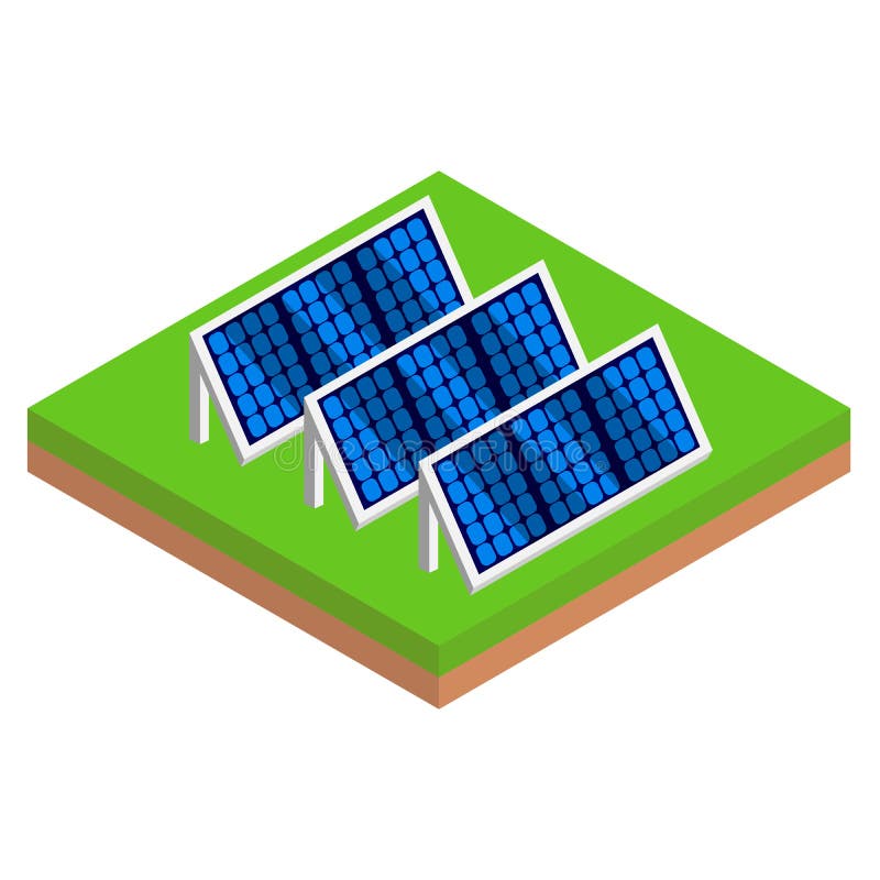Isometric Solar Panel on Green Grass, Modern Alternative Sustainability ...