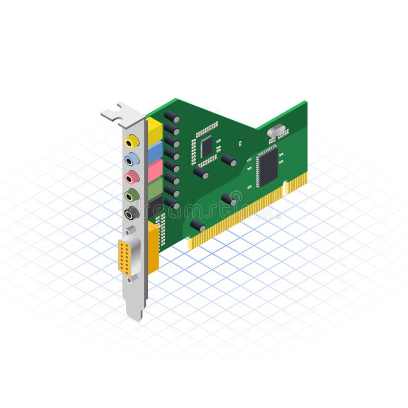 Isometric Sound Card Vector Illustration Stock Vector - Illustration of ...