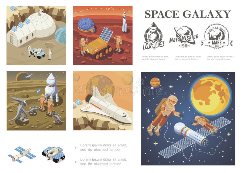 Isometric Space Exploration Composition Stock Vector - Illustration of ...