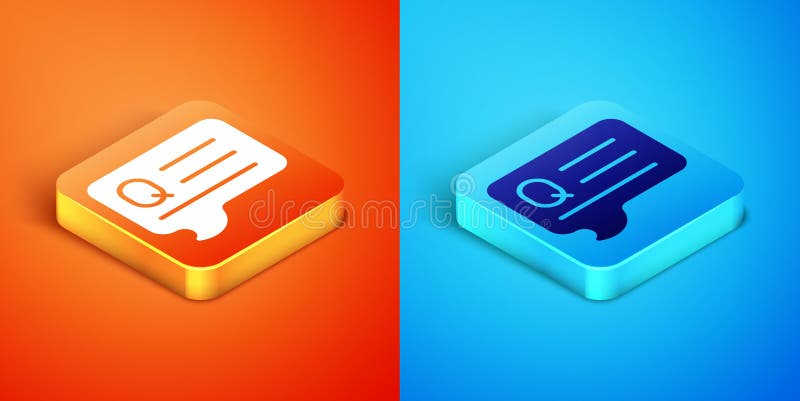 Isometric Speech Bubbles with Question Icon Isolated on Orange and Blue ...