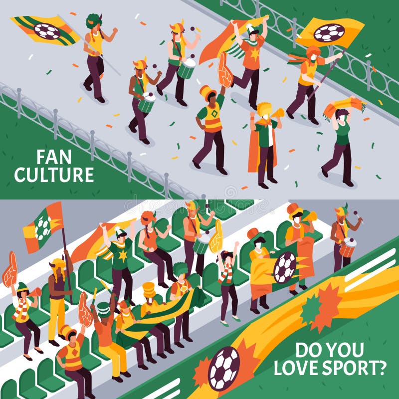 Isometric Sport Fan Horizontal Banner Templates Stock Illustration ...