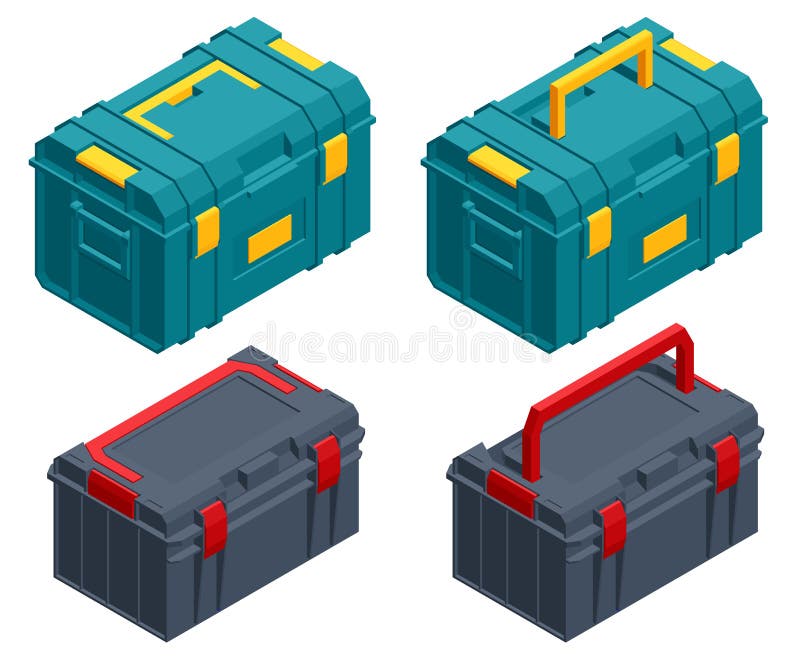 Isometric Square Black and Green Toolbox. Instrument Toolbox. Repair ...