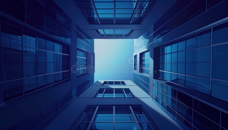Isometric Square Bottom View from Inside Building. Stock Image - Image ...