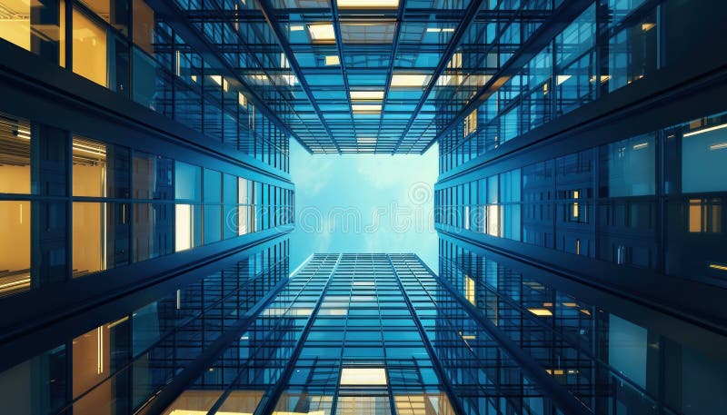 Isometric Square Bottom View from Inside Building. Stock Image - Image ...