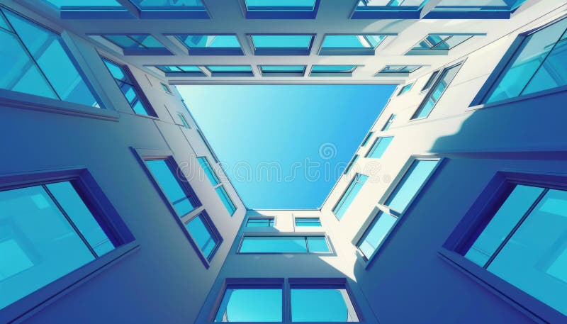 Isometric Square Bottom View from Inside Building. Stock Photo - Image ...