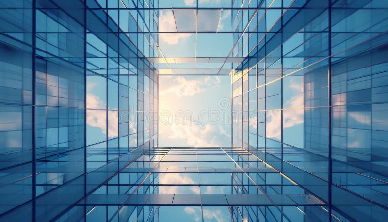Isometric Square Bottom View from Inside Building. Stock Image - Image ...