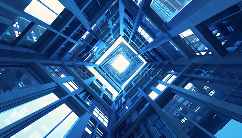 Square Bottom View from Inside Building Stock Illustration ...