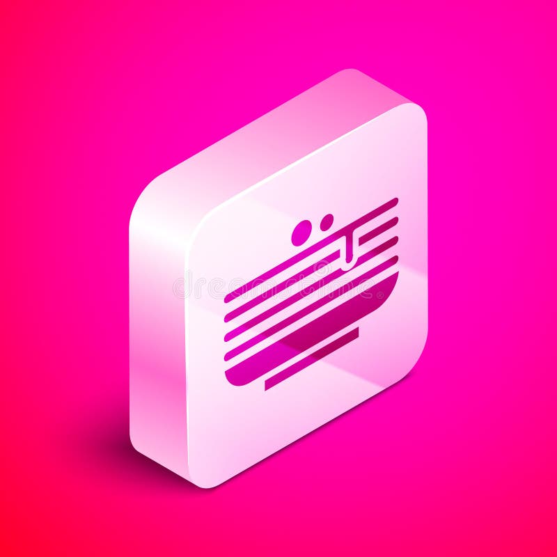 Isometric Stack of Pancakes Icon Isolated on Pink Background. Baking ...