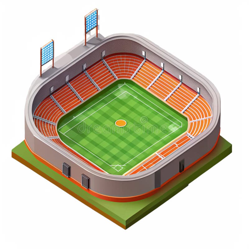 Isometric Stadium Isolated on Transparent Background Stock Illustration ...