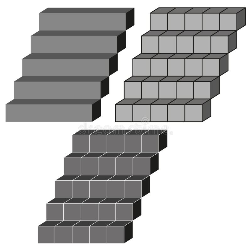 Isometric Stair Steps. Geometric Block Structure. 3D Staircase Shapes ...