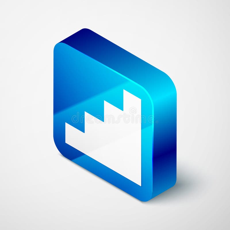 Isometric Staircase Icon Isolated on Grey Background. Blue Square ...