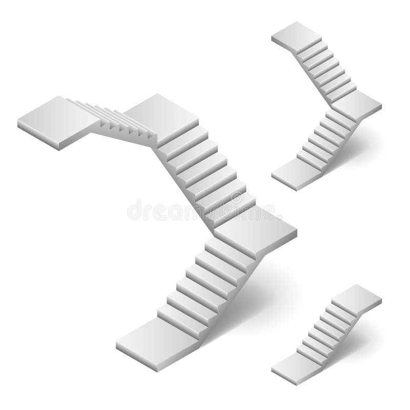 Isometric Staircase. Vector Set of Various Staircase on the White ...