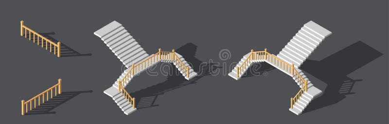 Isometric Stairs with a Rail. Vector Illustration. Stock Vector ...