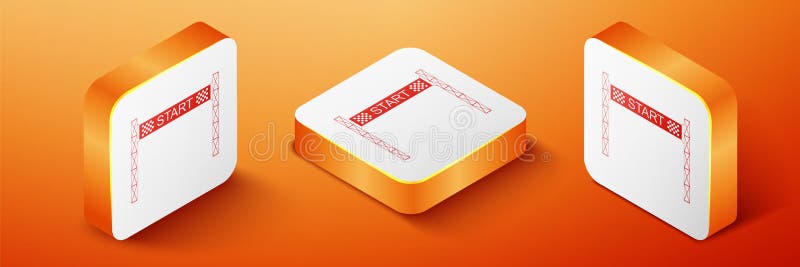 Isometric Starting Line Icon Isolated on Orange Background. Start ...