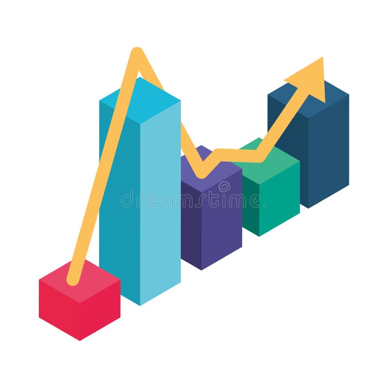 Isometric Statistic Bar Chart Stock Vector - Illustration of icon ...