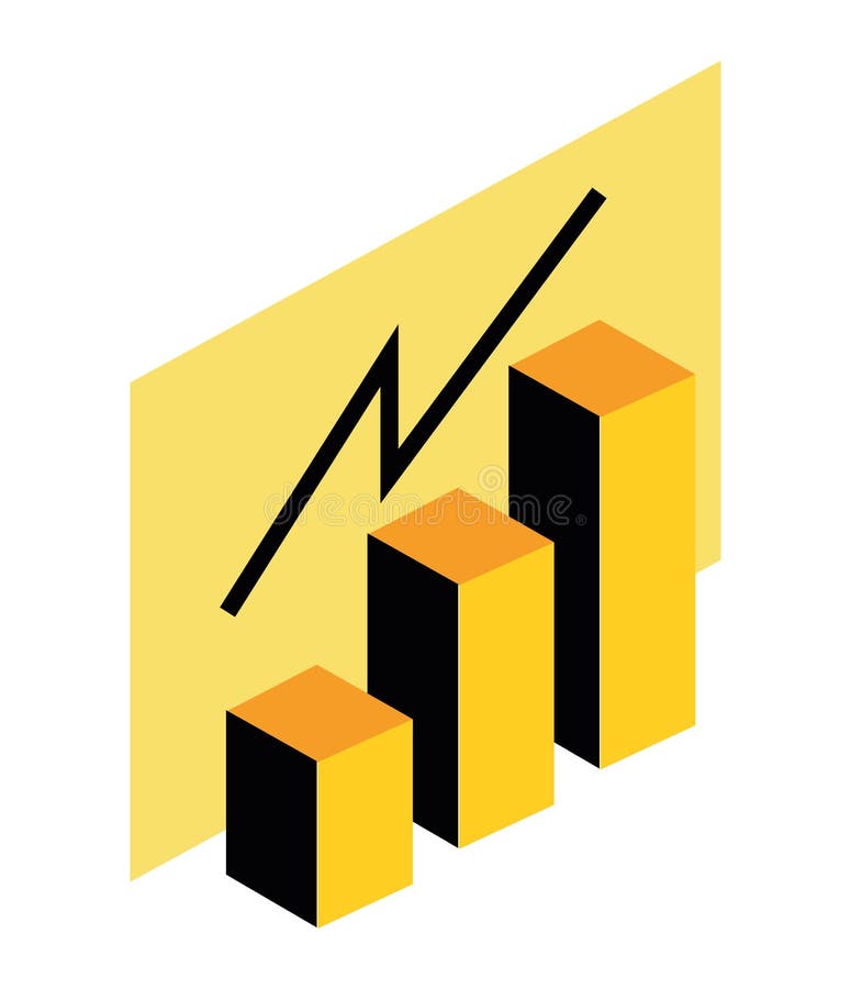 Isometric Statistics Bars and Arrow Stock Vector - Illustration of ...