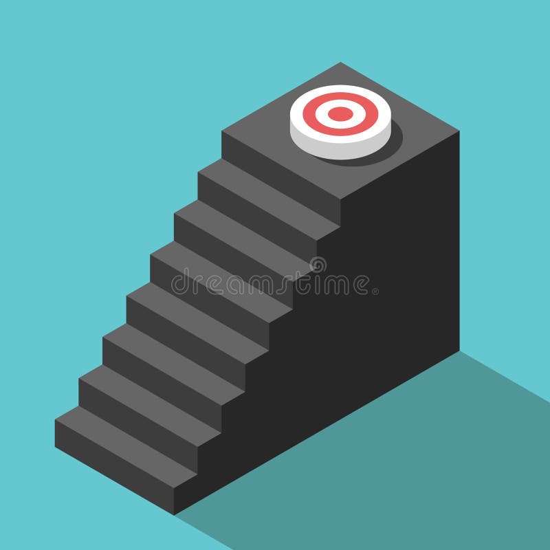 Isometric steps to target stock vector. Illustration of dartboard ...