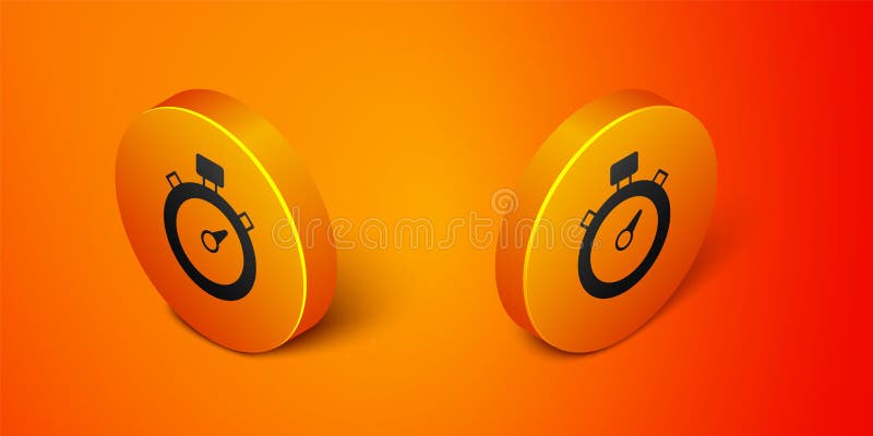 Isometric Stopwatch Icon Isolated on Orange Background. Time Timer Sign ...
