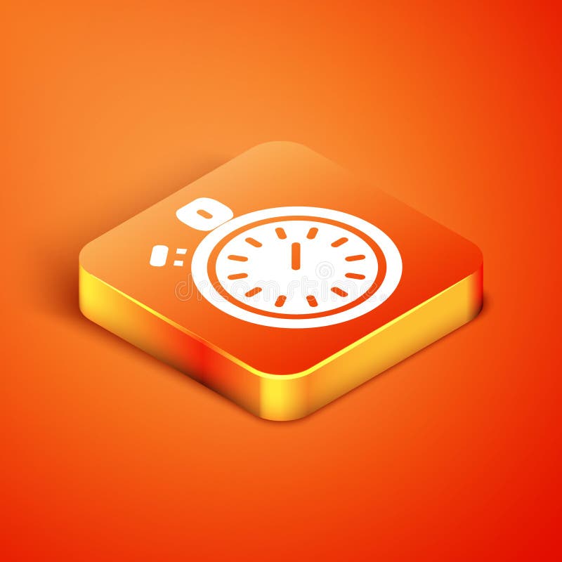 Isometric Stopwatch Icon Isolated on Orange Background. Time Timer Sign ...
