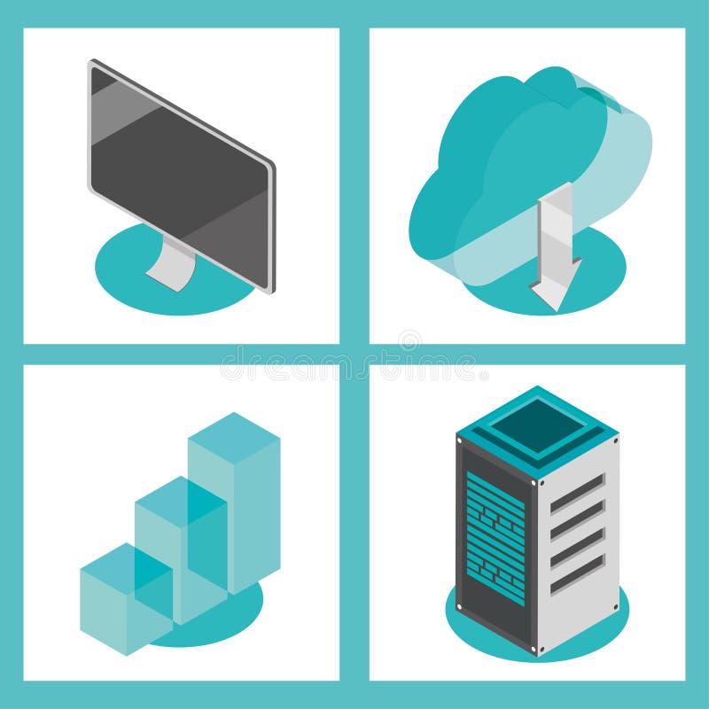 Isometric storage tech stock vector. Illustration of center - 252837653