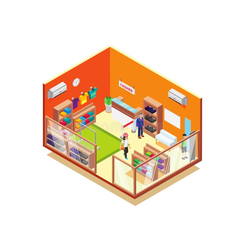 Isometric Store Room Art 3d Illustration Stock Illustration ...