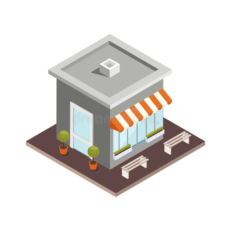 Isometric Storefront House Composition Stock Vector - Illustration of ...