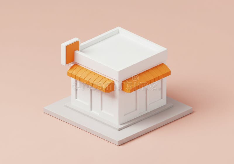 Isometric Storefront Render with Awning and Sign Stock Illustration ...