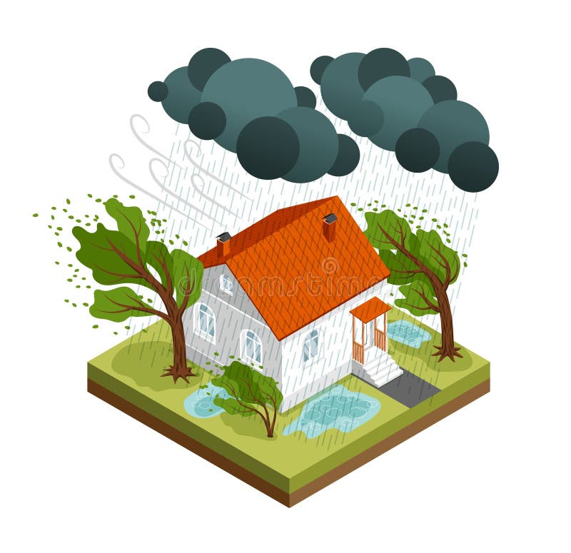 Isometric Storm Weather Composition Stock Vector - Illustration of ...