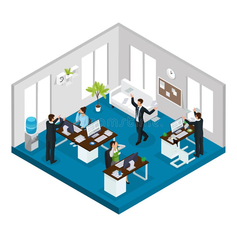 Problem Situations at Work Isometric Composition Stock Vector ...