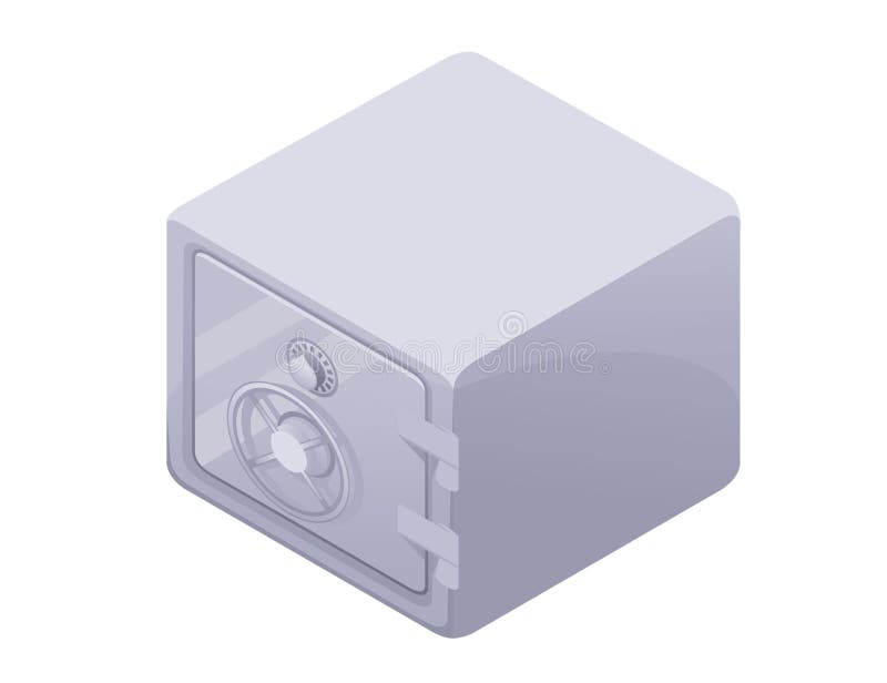 Isometric Sturdy Metal Safe with a Combination Dial Lock. Rectangular ...