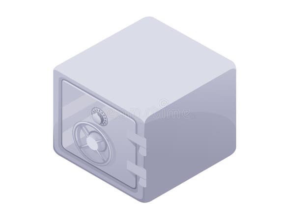 Isometric Sturdy Metal Safe with a Combination Dial Lock. Rectangular ...