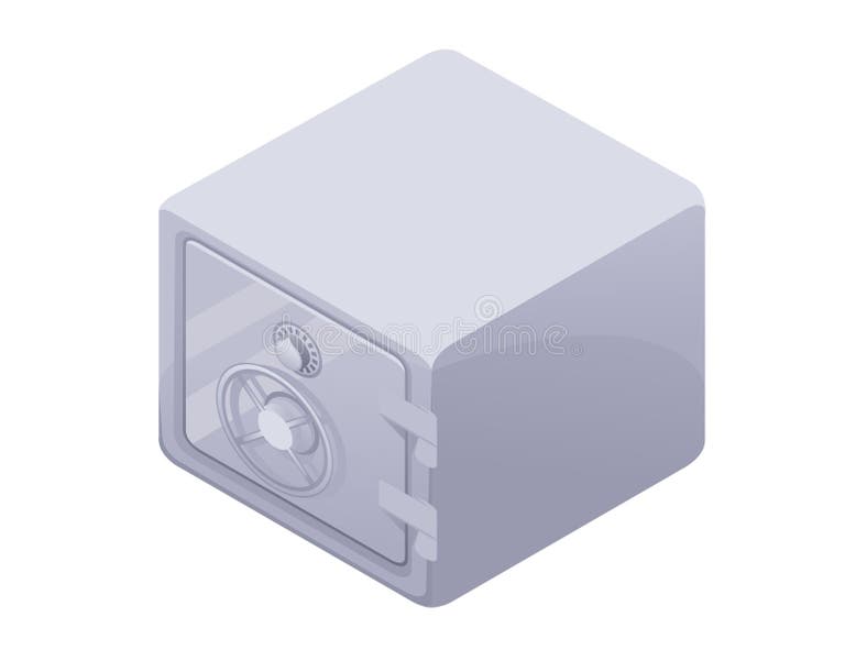 Isometric Sturdy Metal Safe with a Combination Dial Lock. Rectangular ...