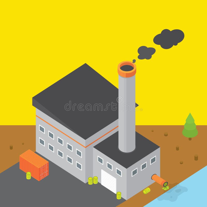 Isometric Style Colorful Factory Building Vector Illustration Stock ...