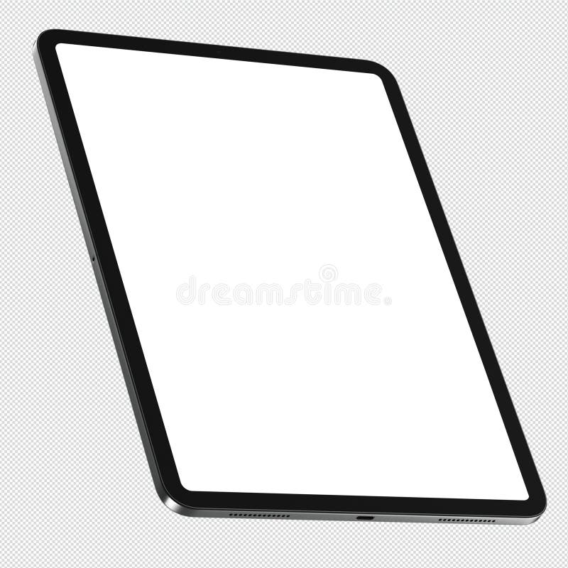 Isometric Style View of Gray Tablet PC without Background. PNG Included ...