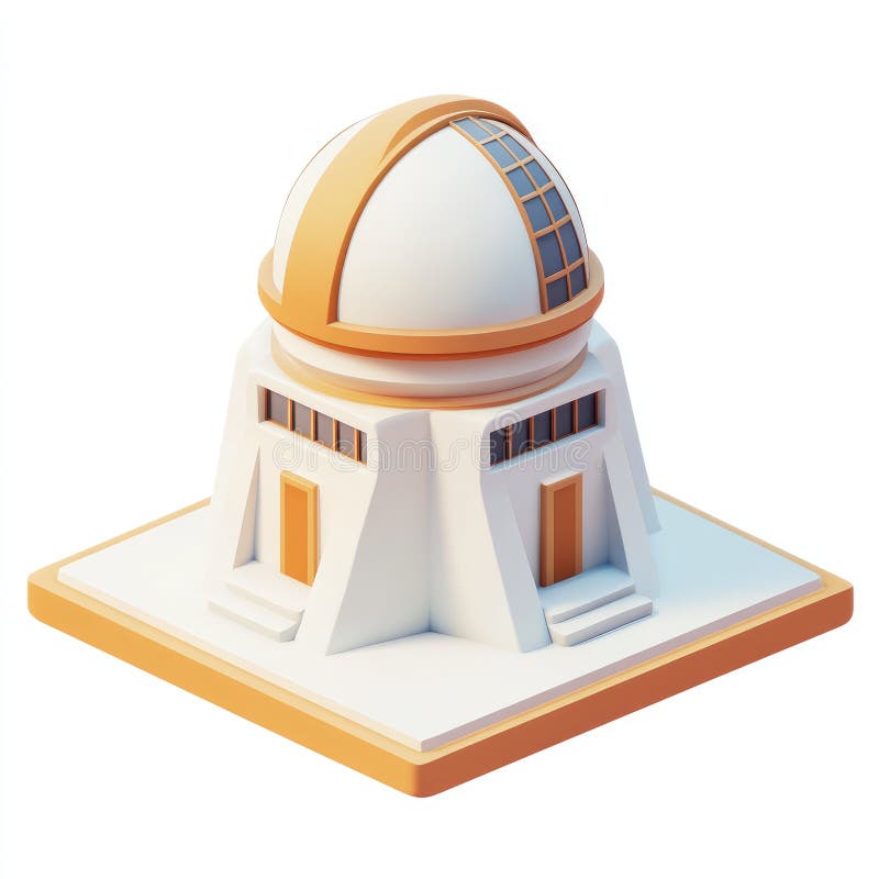 Charming Cartoon Observatory Building, Isometric View Stock ...