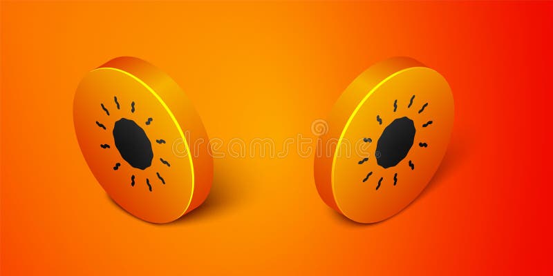 Isometric Sun Icon Isolated on Orange Background. Orange Circle Button ...