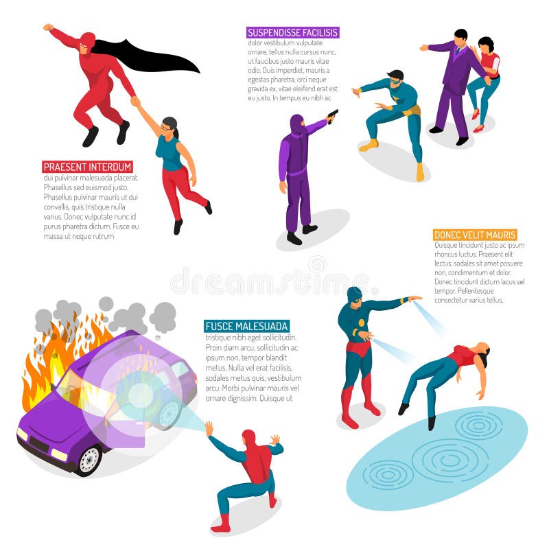 Super Hero Isometric Infographics Stock Vector - Illustration of action ...