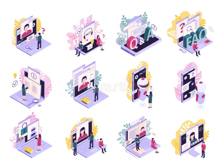 Isometric Support Compositions Set Stock Vector - Illustration of ...