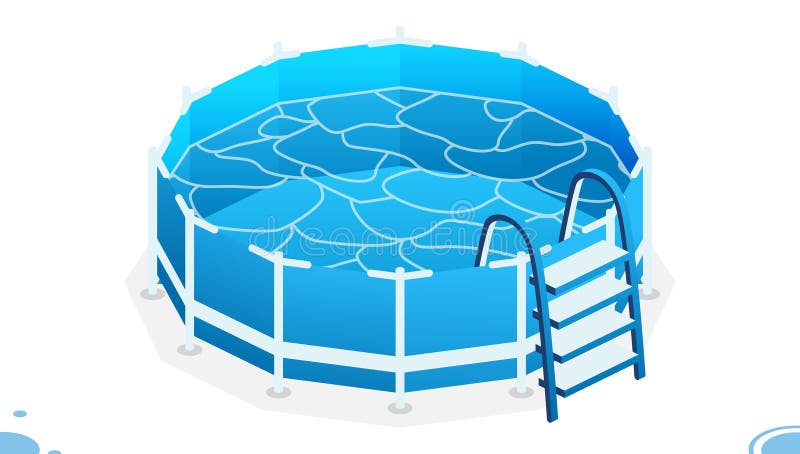 Isometric Swimming Pool. Empty Home Pool with Ladder Stock Vector ...