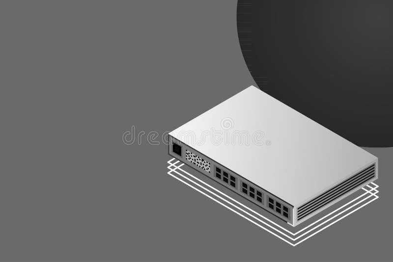 Isometric Switch 24 Ports With 2 Uplink Ports Vector Illustration Stock ...