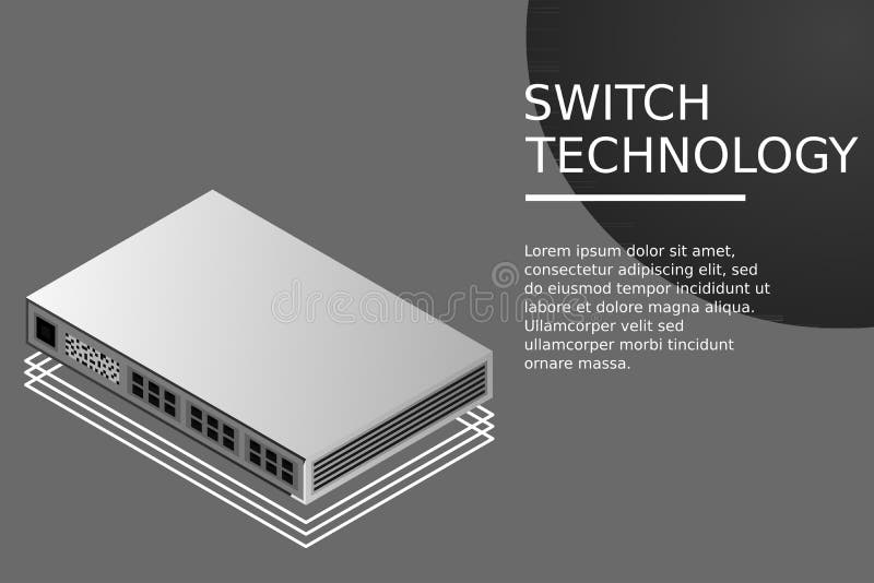 Isometric Switch 24 Ports With 2 Uplink Ports Vector Illustration Stock ...