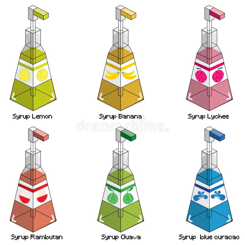 Isometric syrup set B stock vector. Illustration of banana - 71798725