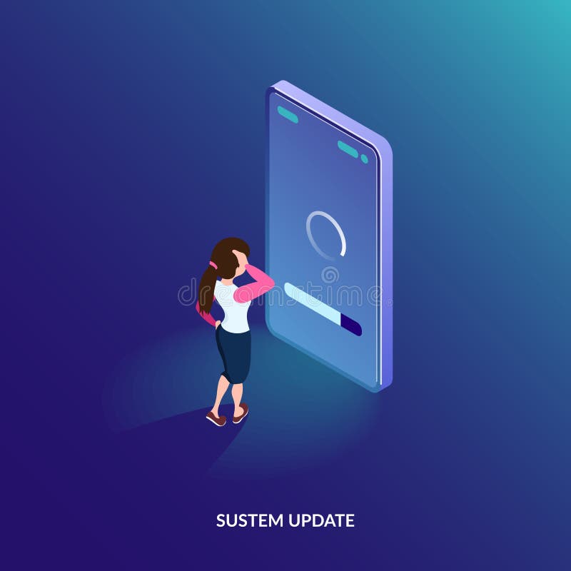 Isometric System Update Concept. Software Update on Mobile Phone. the ...
