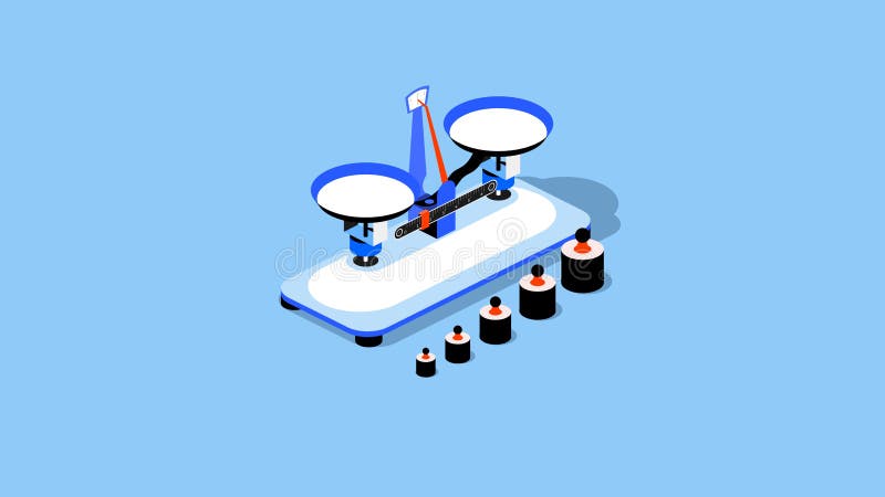 Isometric Table Balance Scale. Mechanical Scale with Weights. School ...