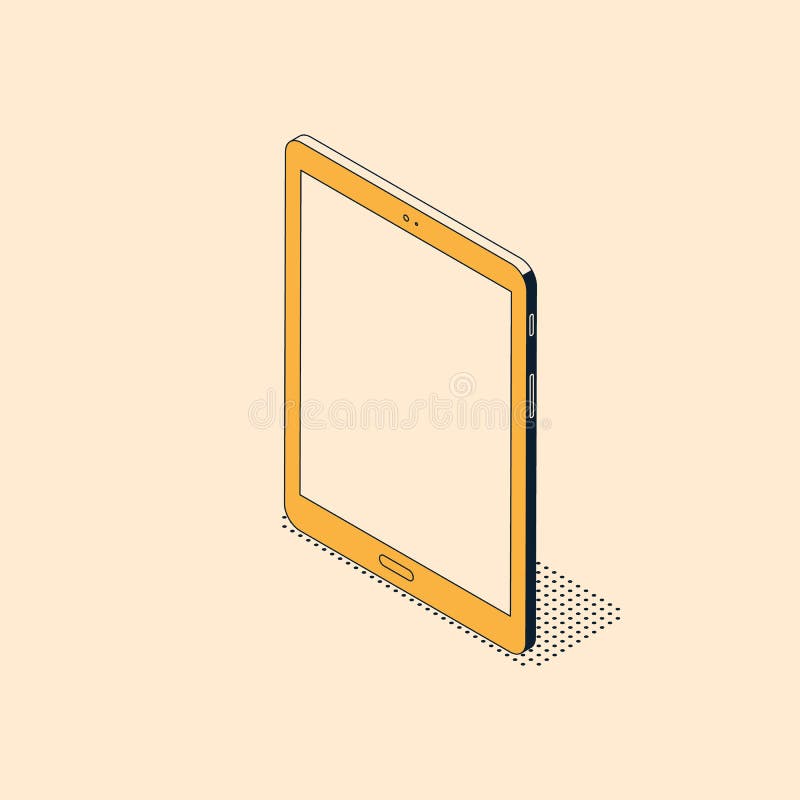 Isometric Tablet in Trendy Flat Style with Textured Shadow. Stock ...