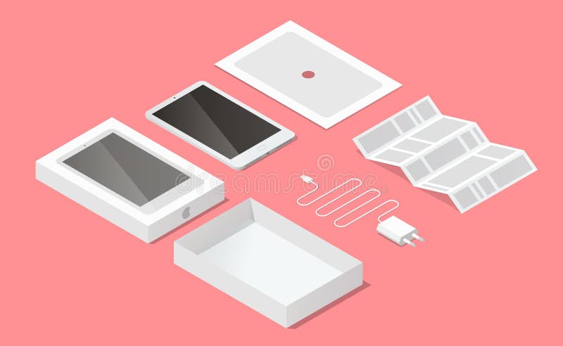 Isometric Tablet Unpacking Illustration Stock Vector - Illustration of ...