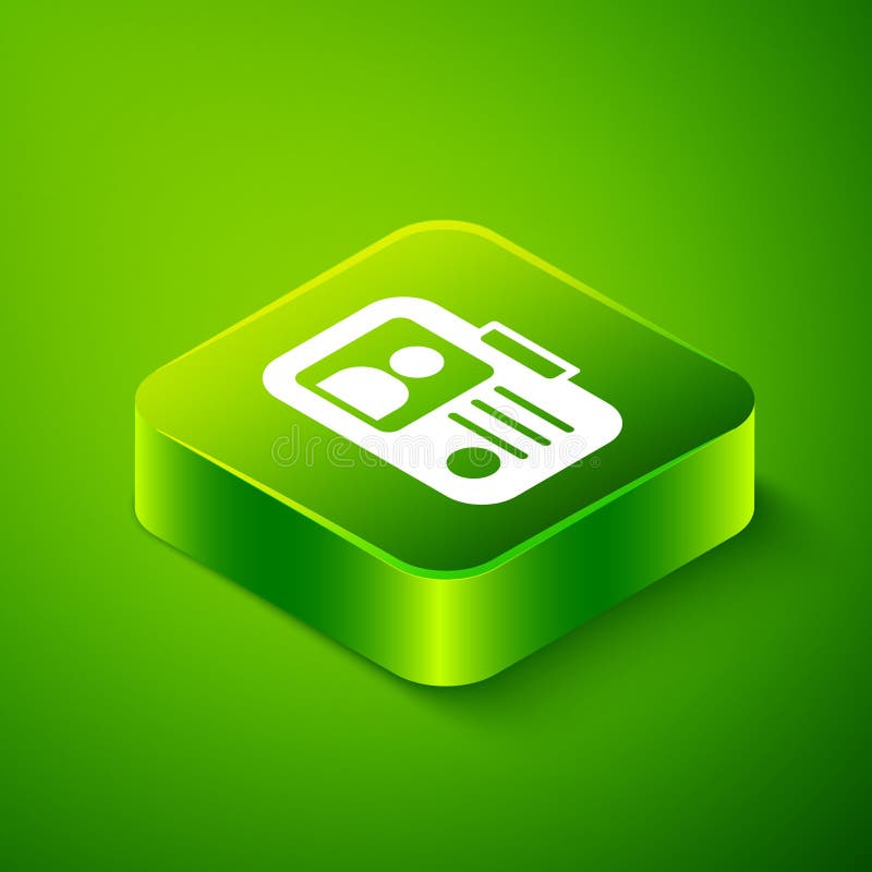 Isometric Taxi Driver License Icon Isolated on Green Background. Green ...