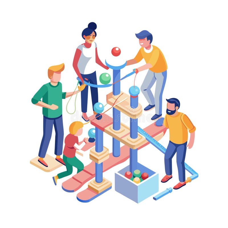 Isometric Team Building Activity with Ball Run Game for Collaborative Problem Solving Stock ...