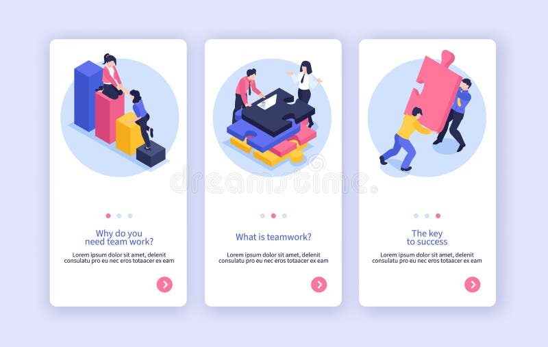 Isometric Teamwork Banner Vertical Stock Illustration - Illustration of ...