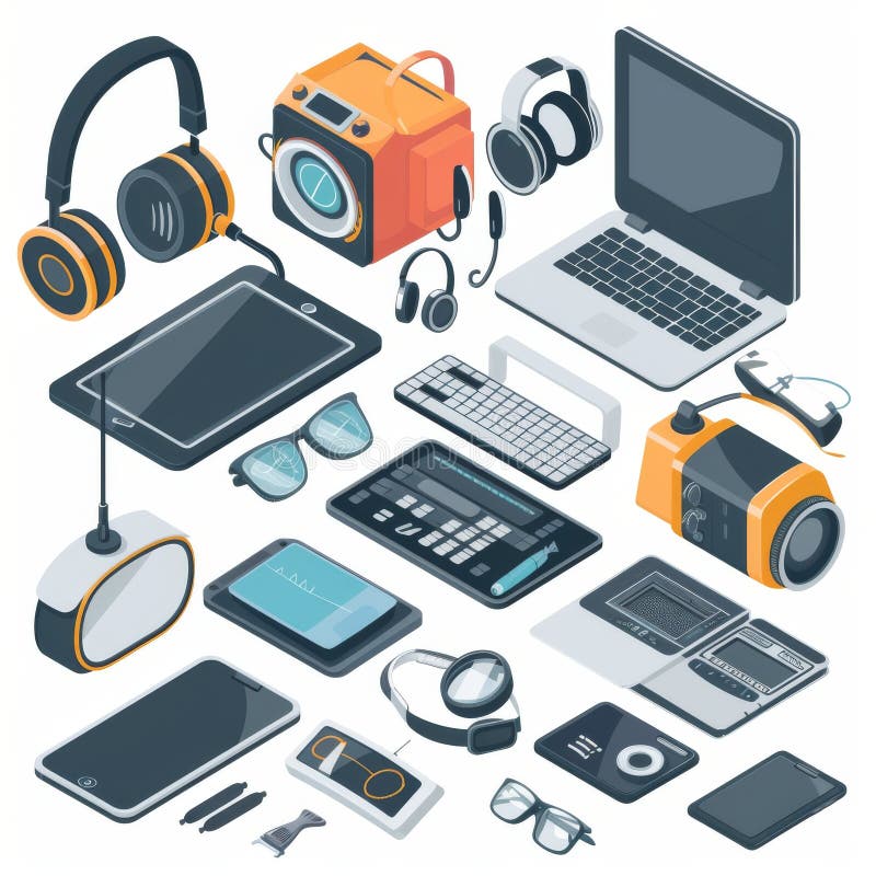 Isometric Tech Device Illustration Stock Illustration - Illustration of ...